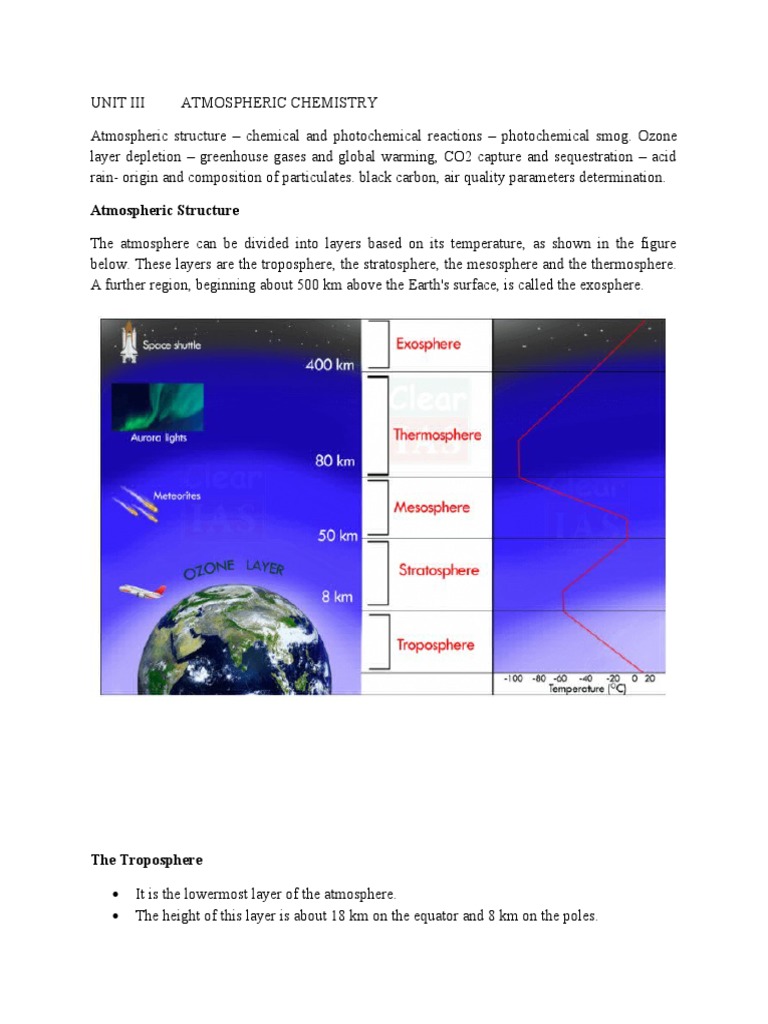 Unit Iii Atmospheric Chemistry | PDF | Ozone Depletion | Atmosphere Of ...