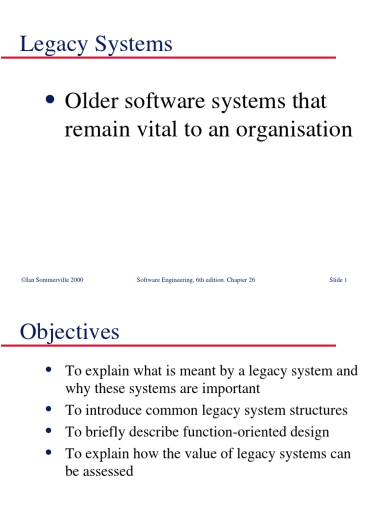 Legacy Systems in Software Engineering Se26 25010 | PDF | Component ...