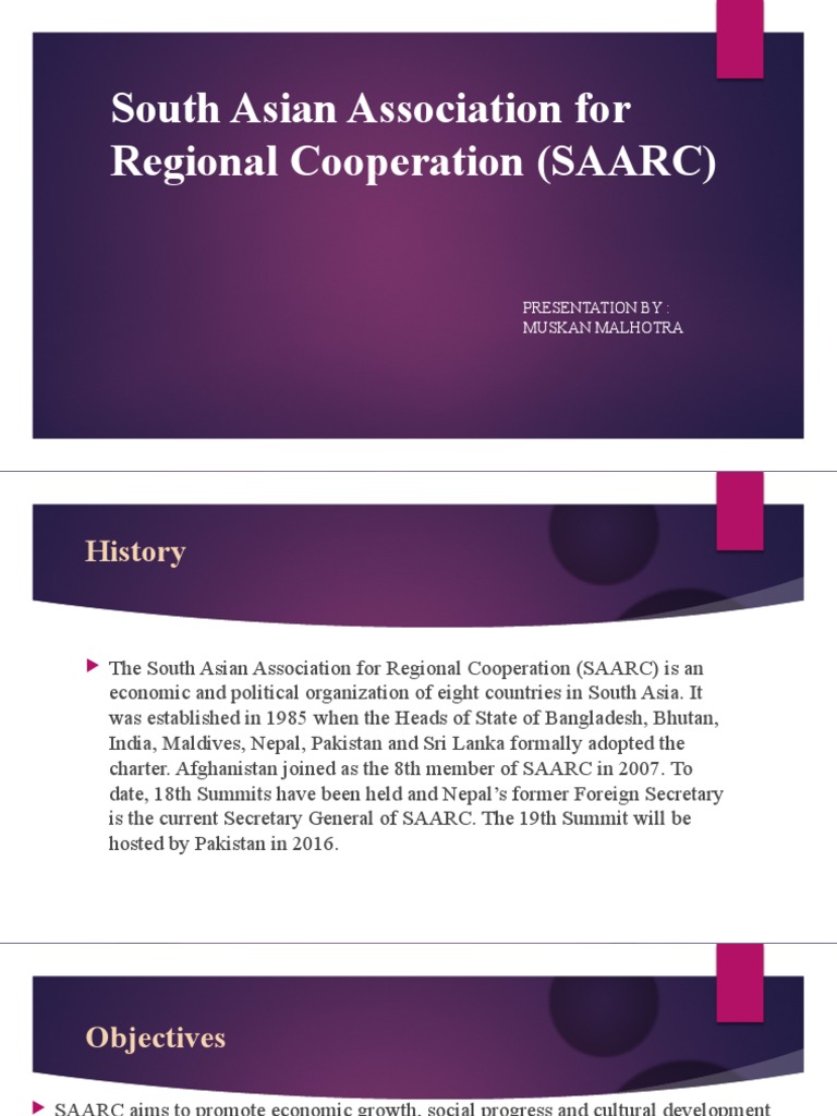 Overview of SAARC: History and Objectives | PDF