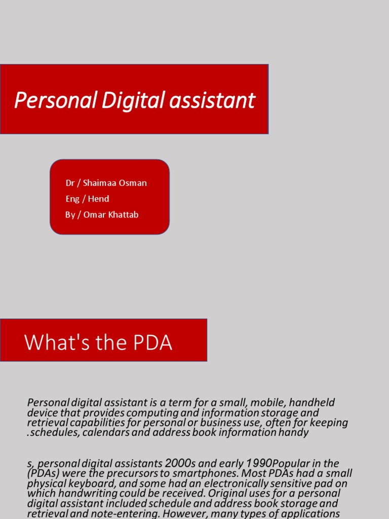 Personal Digital Assistant | PDF | Personal Digital Assistant | Software