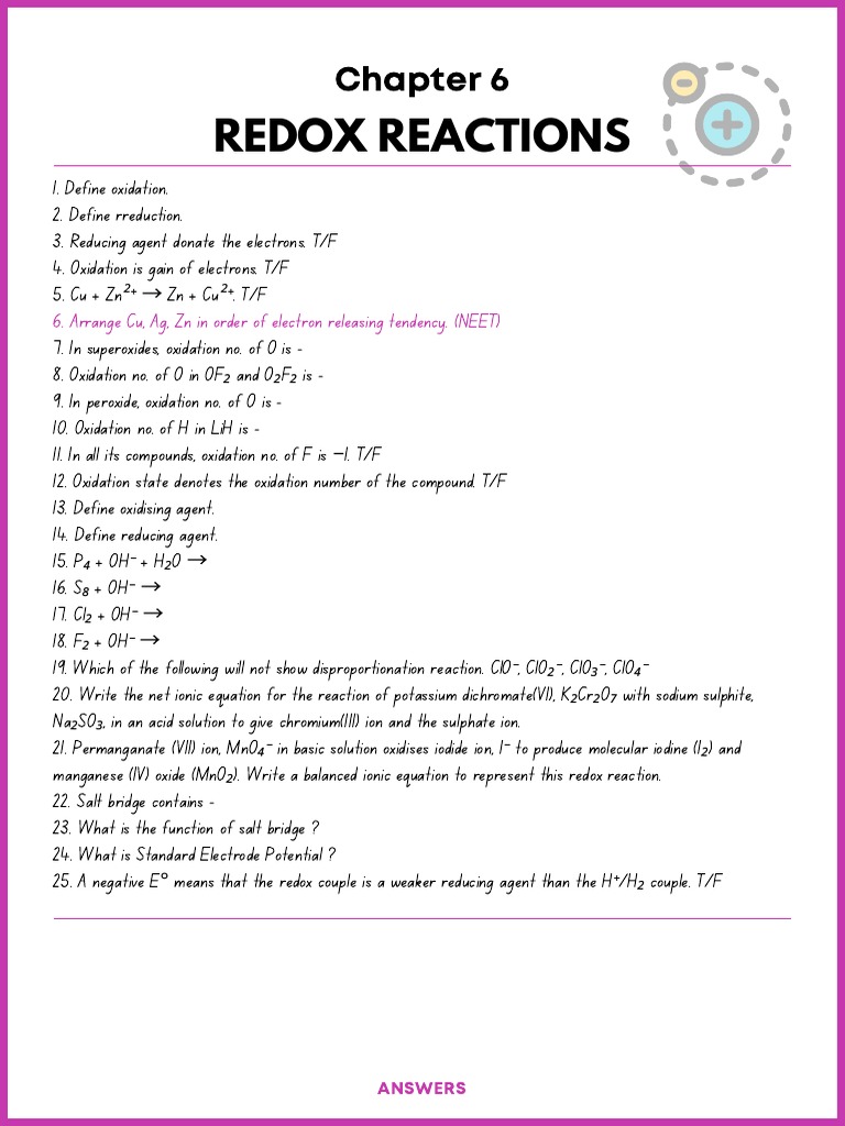 Redox Reactions CHEMHACK XI | PDF | Redox | Chemical Reactions