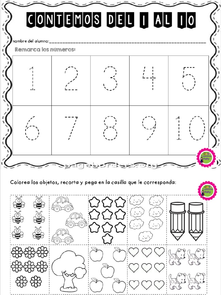 Ficha Contemos Del 1 Al 10 Por Materiales Educativos para Maestras | PDF