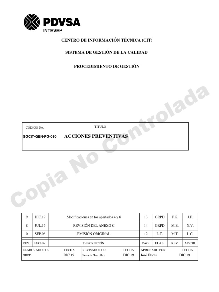 Sgcit Gen PG 010 | PDF | Auditoría | Gestión de la calidad