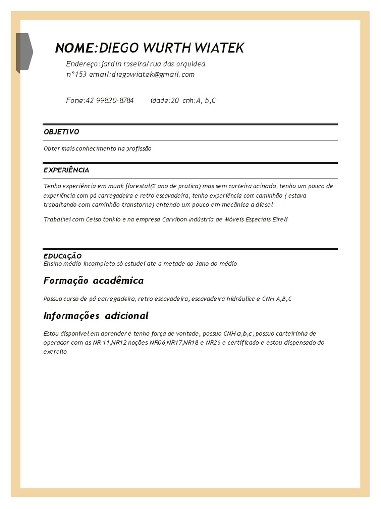 Currículo Diego | PDF