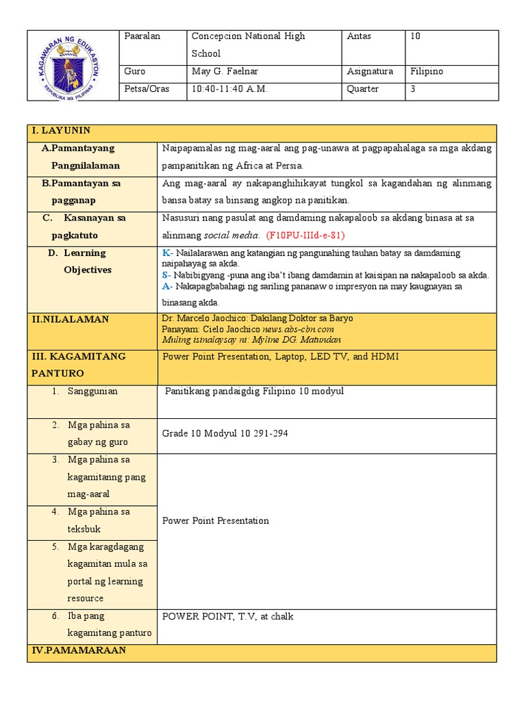 Dr. Lesson Plan | PDF