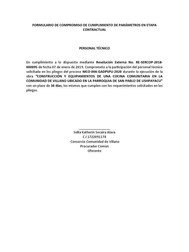 Formulario de Compromiso | PDF