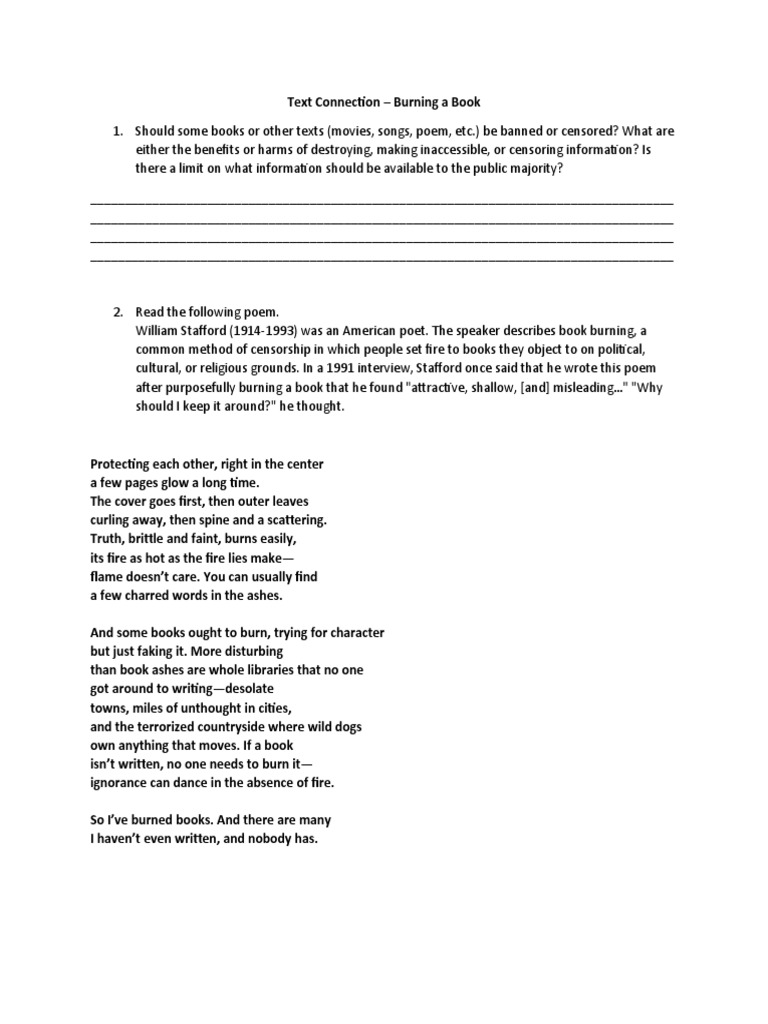 Burning A Book | PDF | Literacy | Censorship