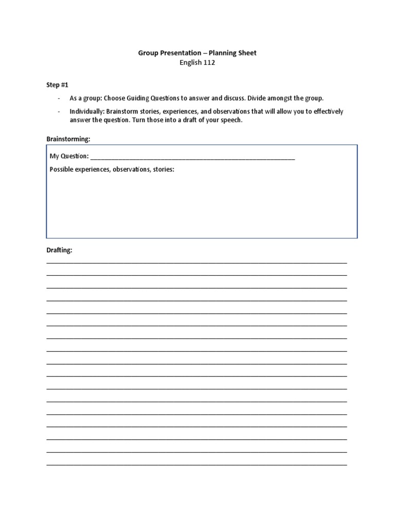 Group Presentation - Planning Sheet | PDF | Microsoft Power Point ...