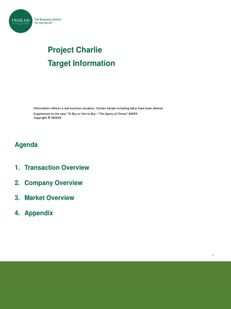 Project Charlie - Target Information - Slides IEB | PDF