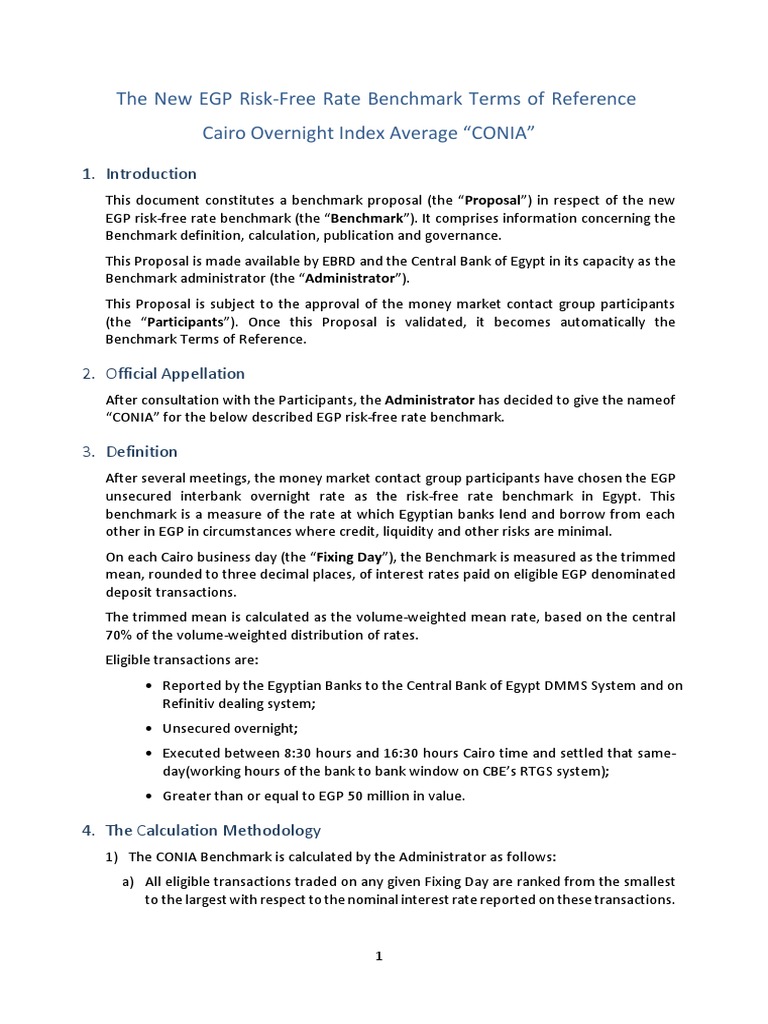 CONIA: Egypt's New Risk-Free Rate | PDF | Interest | Banks