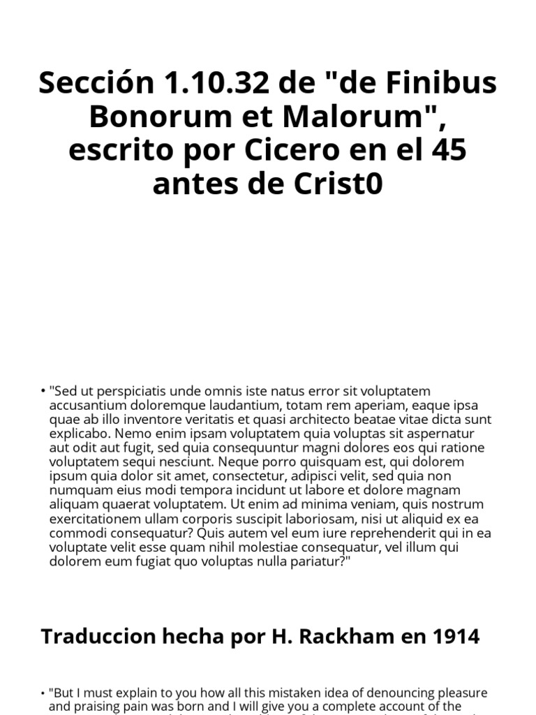 Sección 1.10.32 de "De Finibus Bonorum Et Malorum", Escrito Por Cicero ...