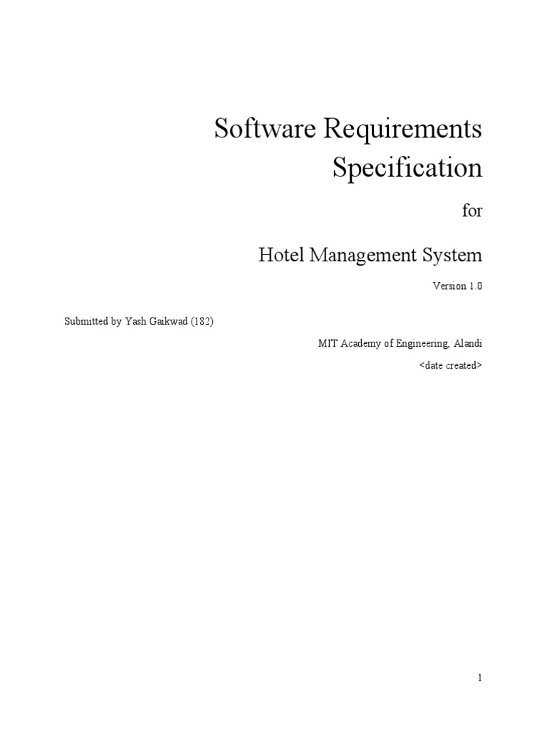 Software Requirements for Hotel Management | PDF | Databases | Input/Output