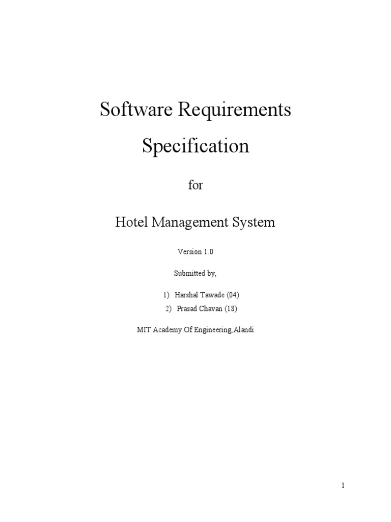 Srs Document For Hotel Management System | PDF | Operating System ...