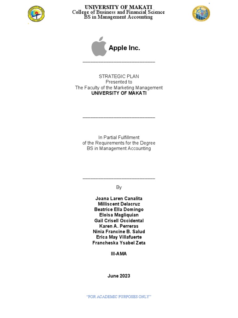 Strategic Plan | PDF | Apple Inc. | Strategic Planning