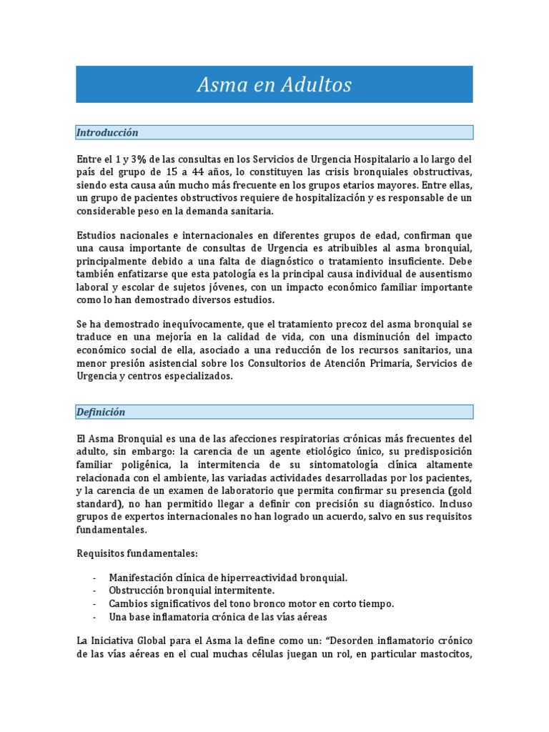 Asma en Adultos GES | PDF | Asma | Tos