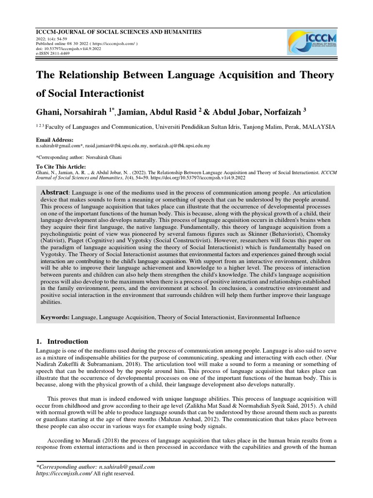 The Relationship Between Language Acquisition and Theory of Social ...