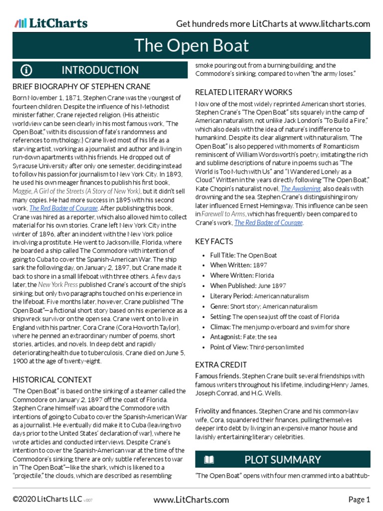 The Open Boat LitChart | PDF | Stephen Crane