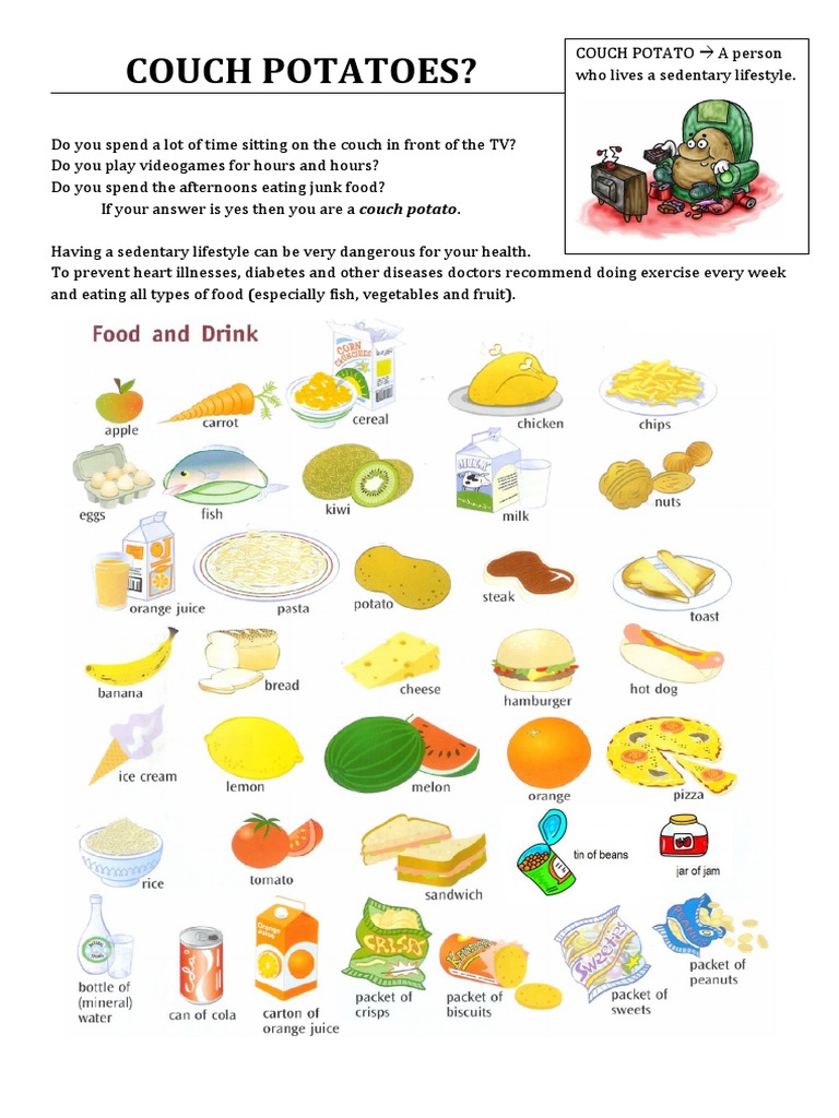 Couch Potatoes Fun Activities Games Picture Dictionaries Reading - 69361 | PDF | Sedentary ...