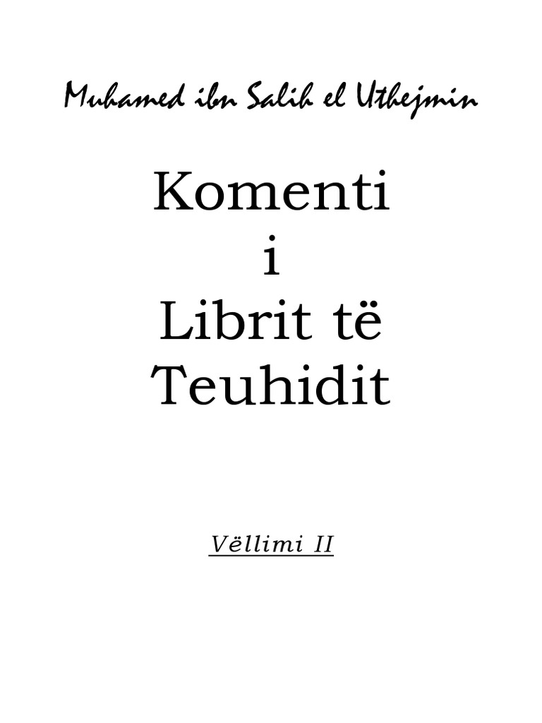 Komenti I Librit Te Teuhidit - Vellimi - 02 | PDF