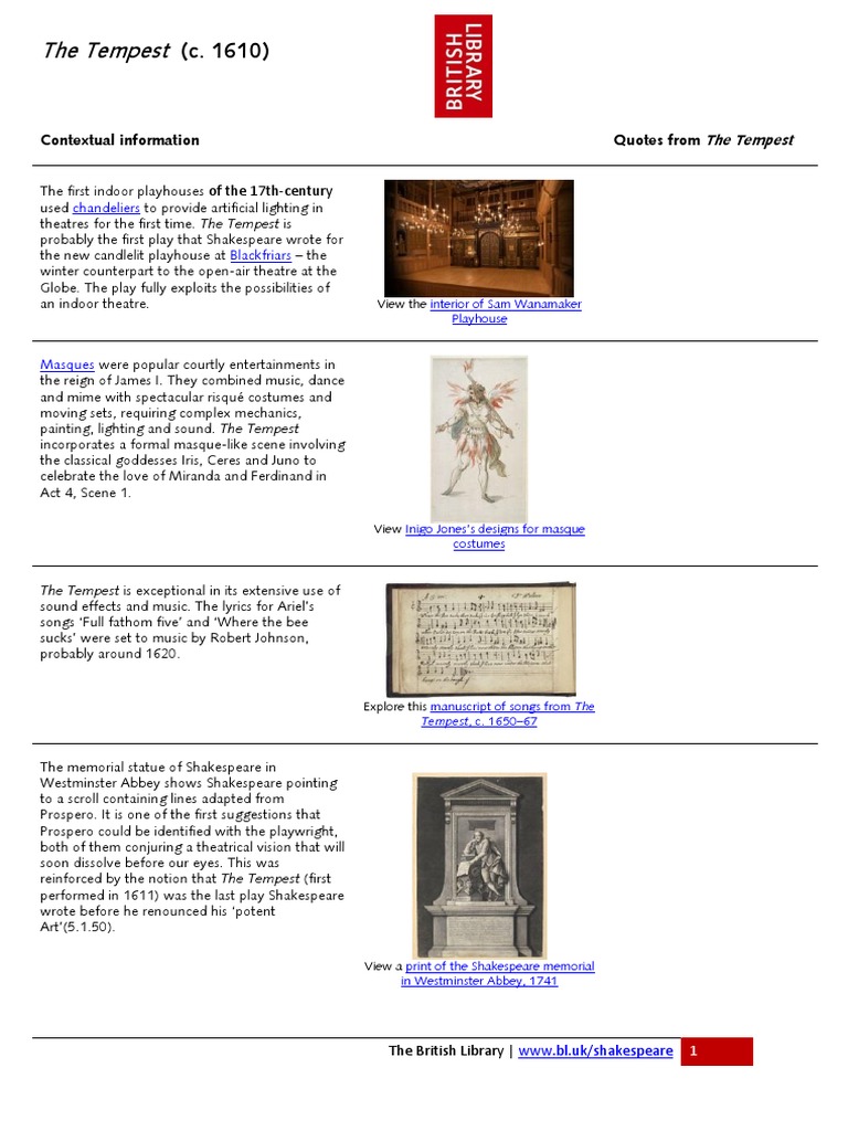 Insights on Shakespeare's The Tempest | PDF | The Tempest