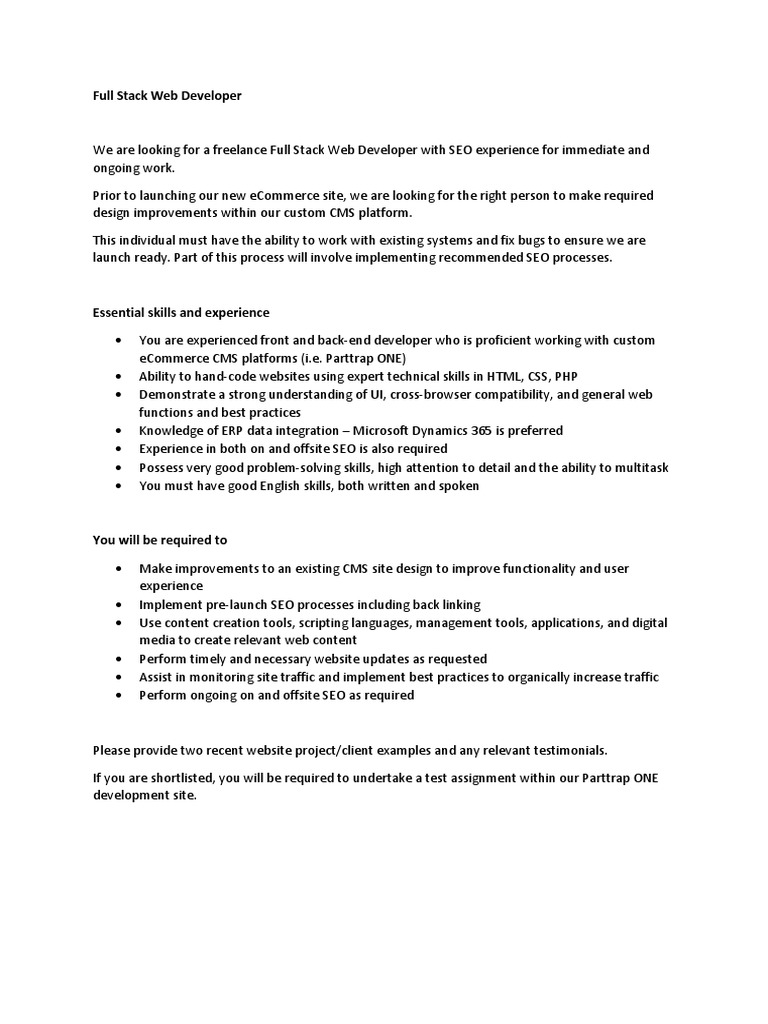 Full Stack Web Developer Pdf 