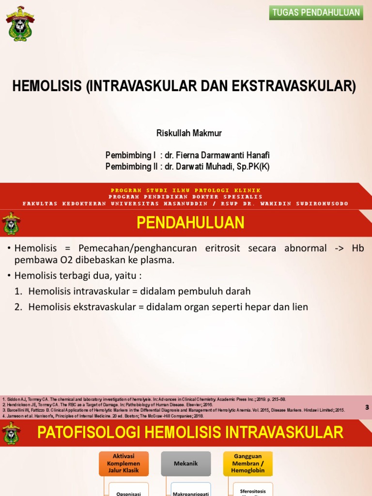Hemolisis (Intravaskular Dan Ekstravaskular) : Tugas Pendahuluan | PDF ...