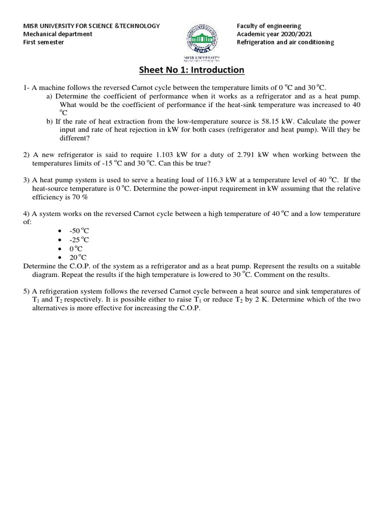 Sheets 1 TO 6 | PDF | Humidity | Heat Pump
