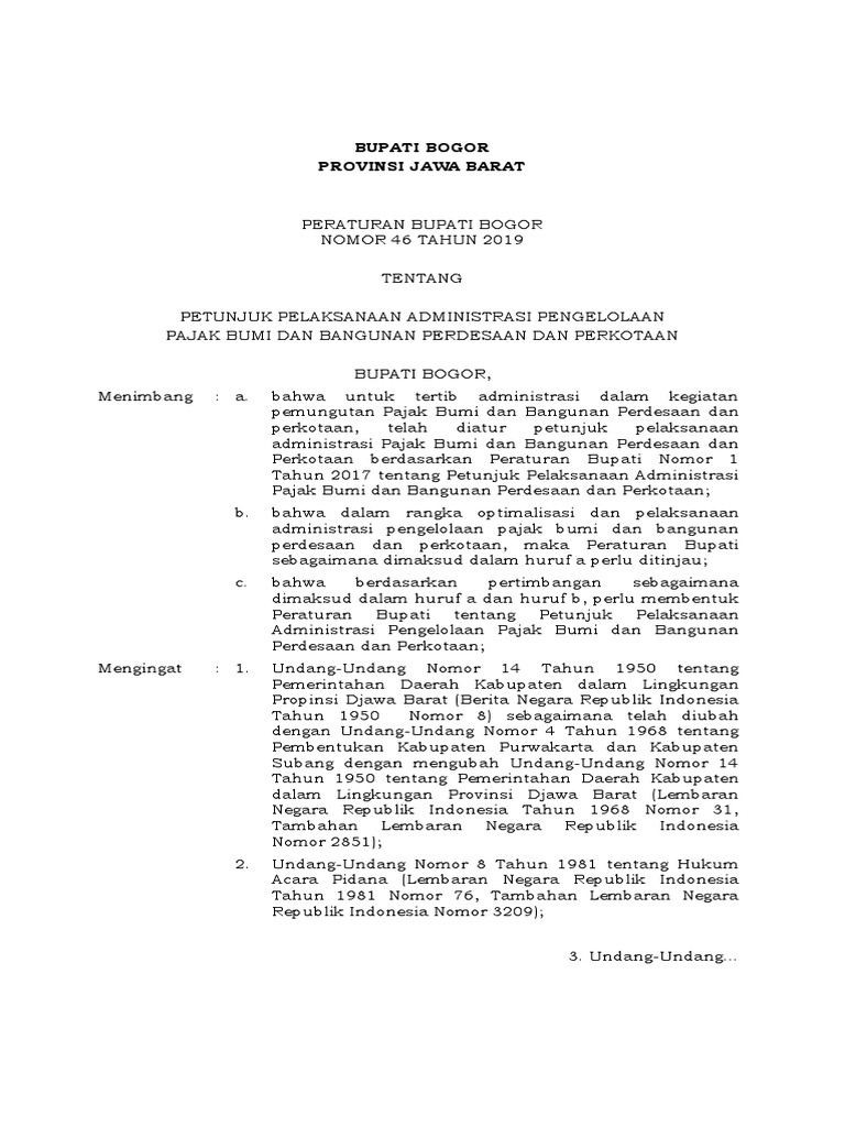 Perbub Juknis PBB | PDF