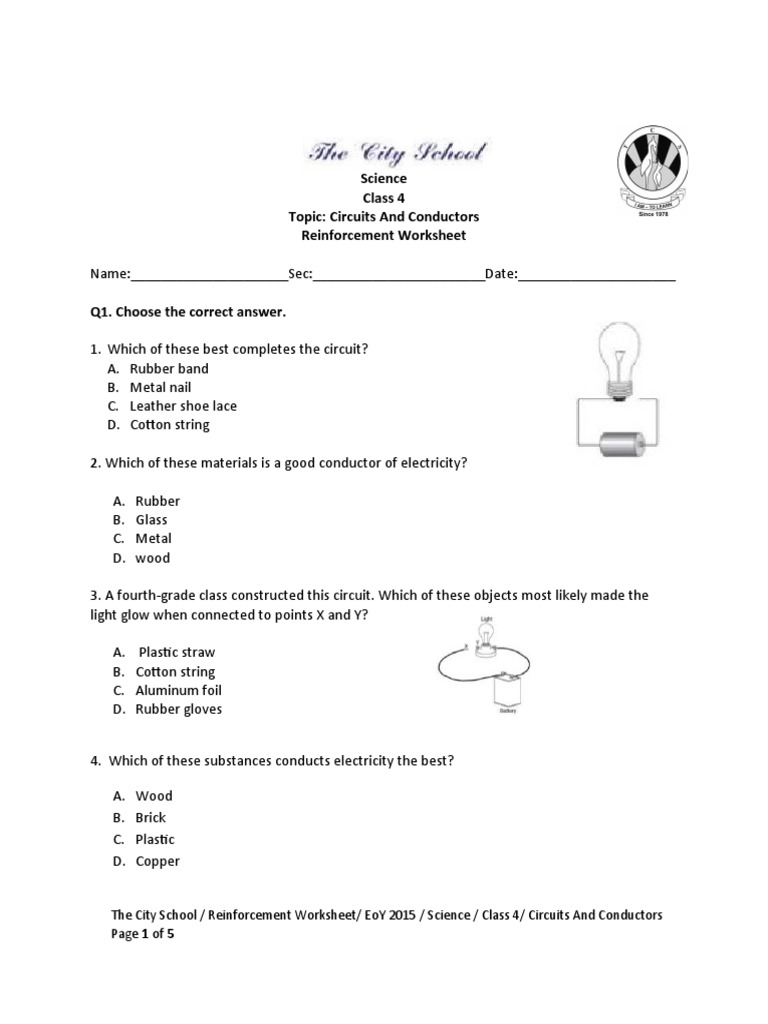 English Worksheet Grade 4 | PDF | Electrical Conductor | Insulator ...