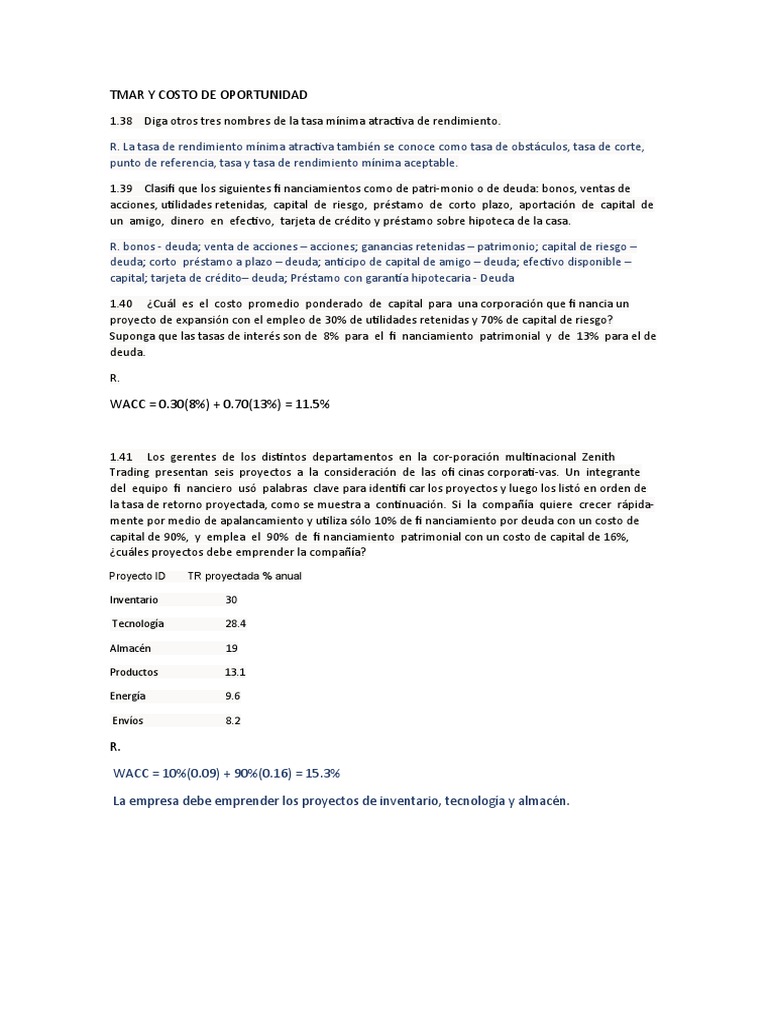 Tmar Y Costo de Oportunidad | PDF