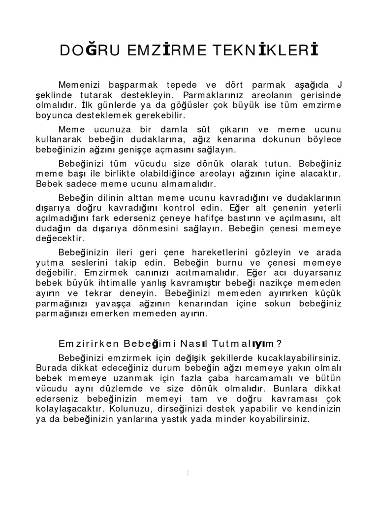Emzirme Teknikleri | PDF