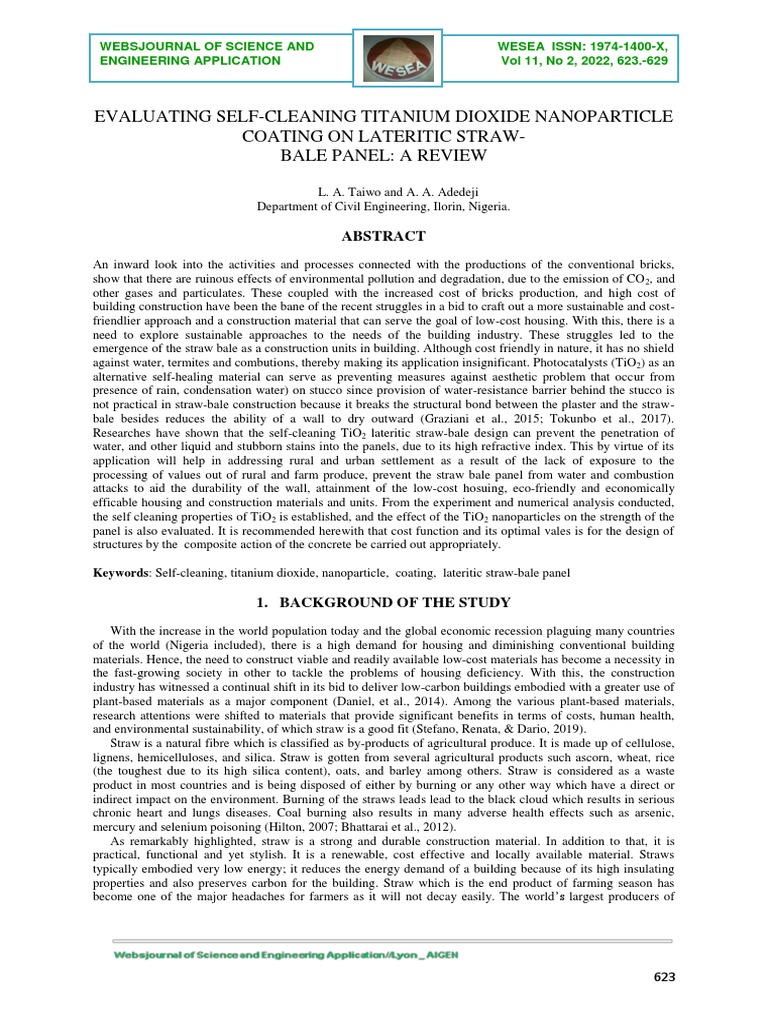 Wesea Evaluating Self-Cleaning Titanium Dioxide Nanoparticle Coating On ...
