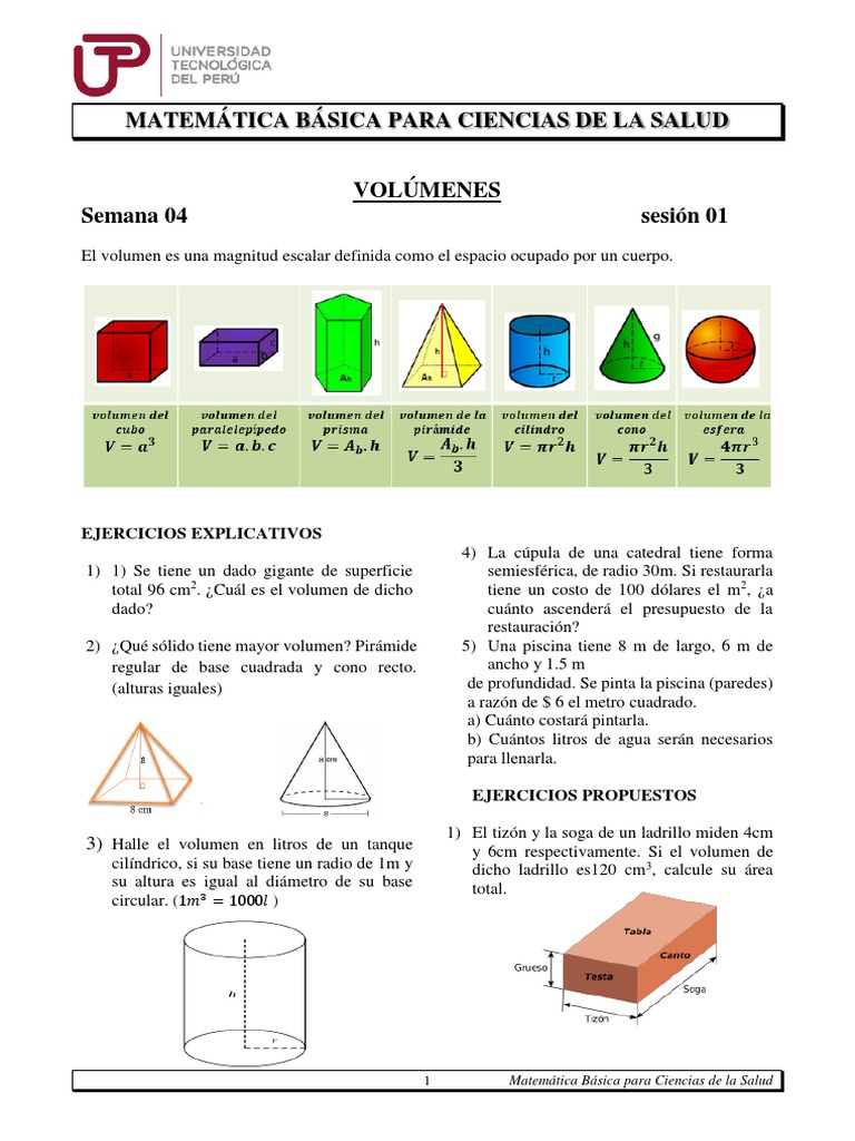 S04.s1 - Ejercicios de Repaso | PDF | Volumen | Geometría