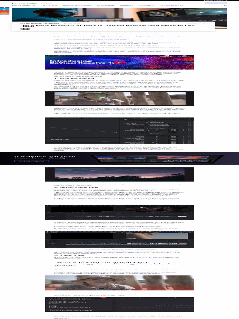 The 5 Most Powerful AI Tools in DaVinci Resolve and When To Use Them | PDF