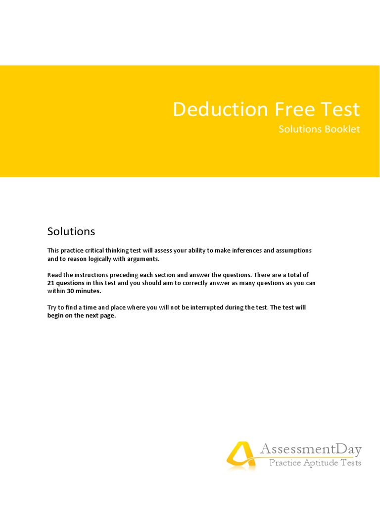 Deduction Free Test: Assessmentday | PDF | Deductive Reasoning | Banks