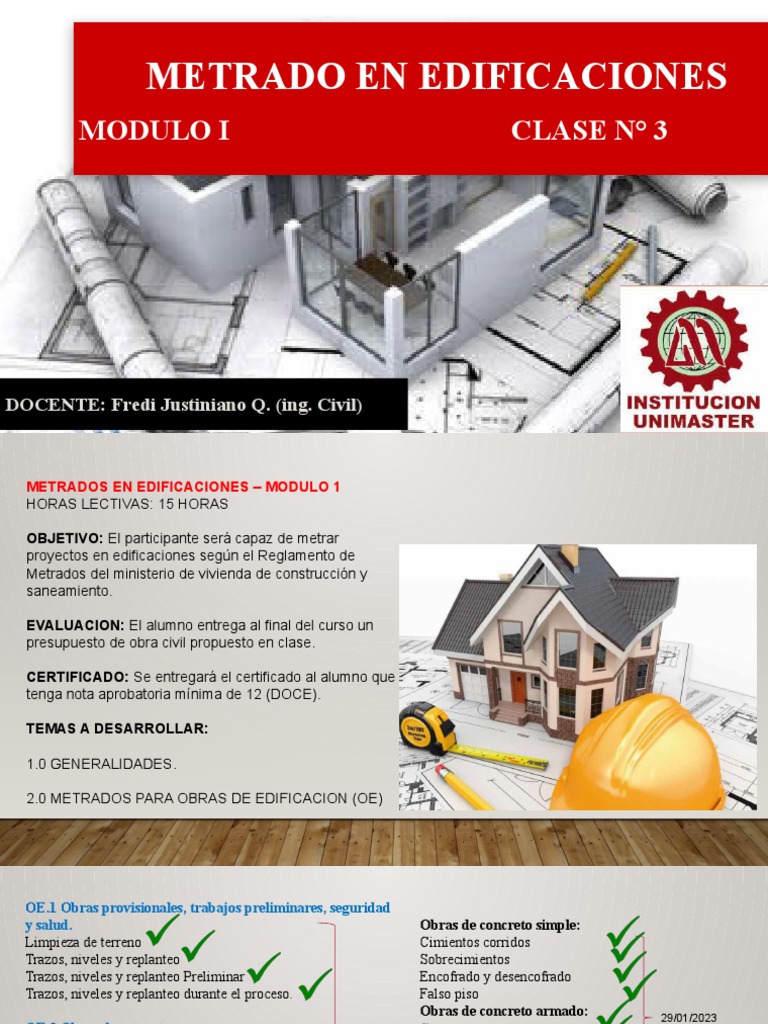 05.02.2023 Clase 3 - Metrados de Edificaciones | PDF