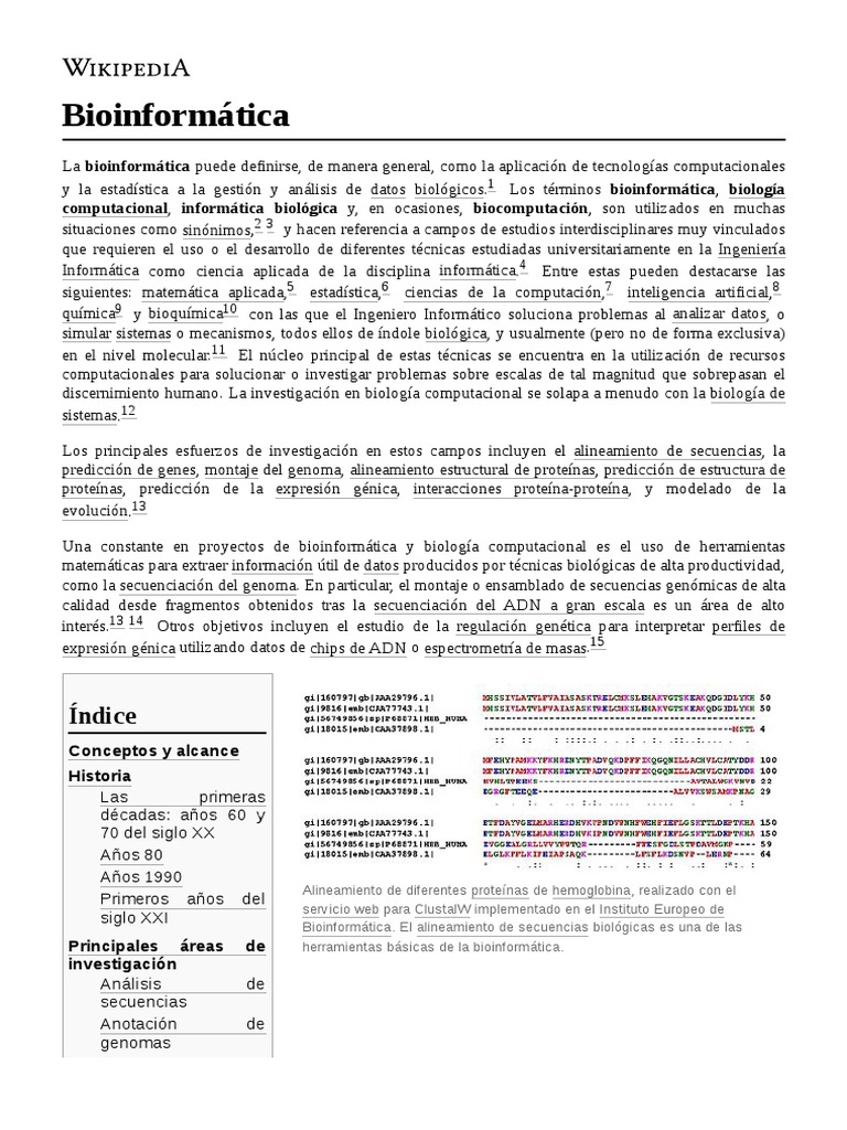 Bioinformática | PDF | Bioinformática | Biología Computacional