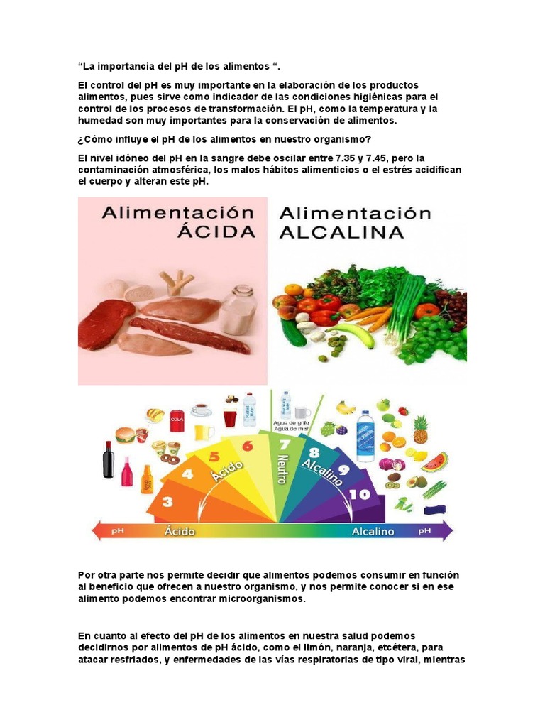 Importancia Del PH de Los Alimentos | PDF