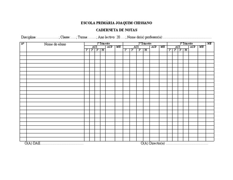 Caderneta de Notas | PDF