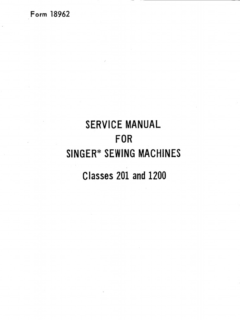 Singer 201 Service Manual | PDF