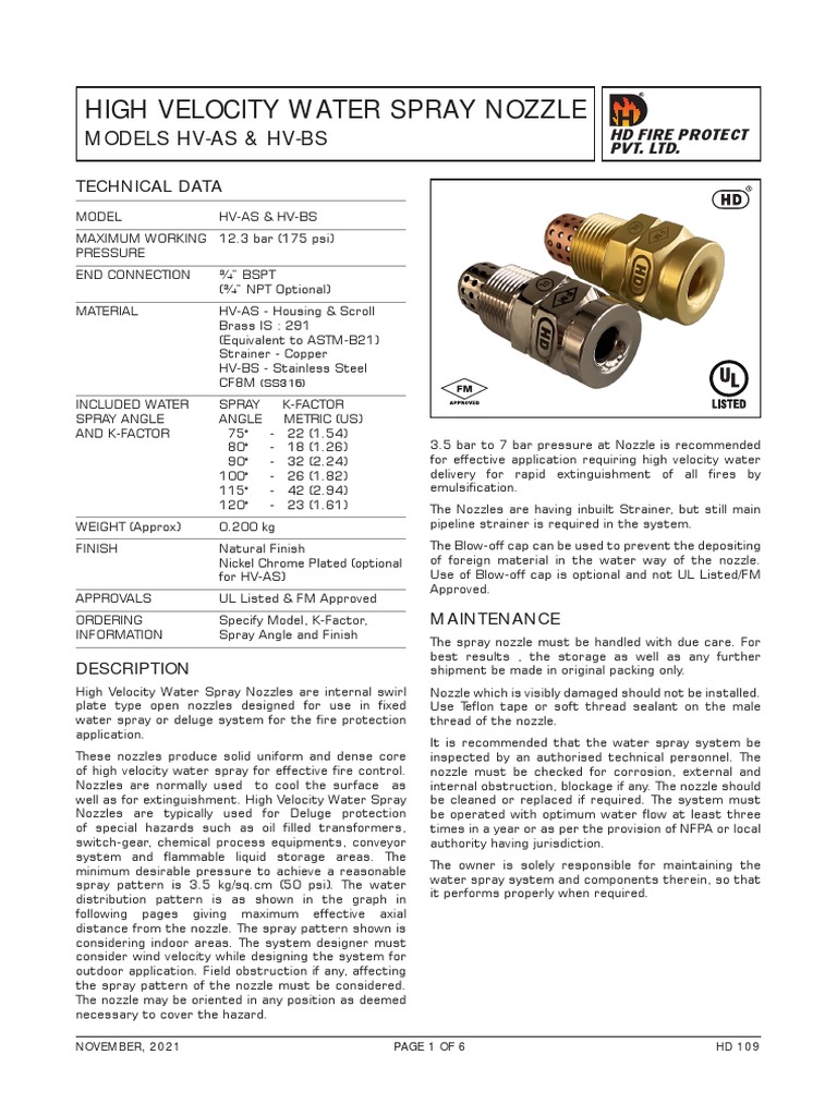 High Velocity Spray Nozzle HV As | PDF | Materials