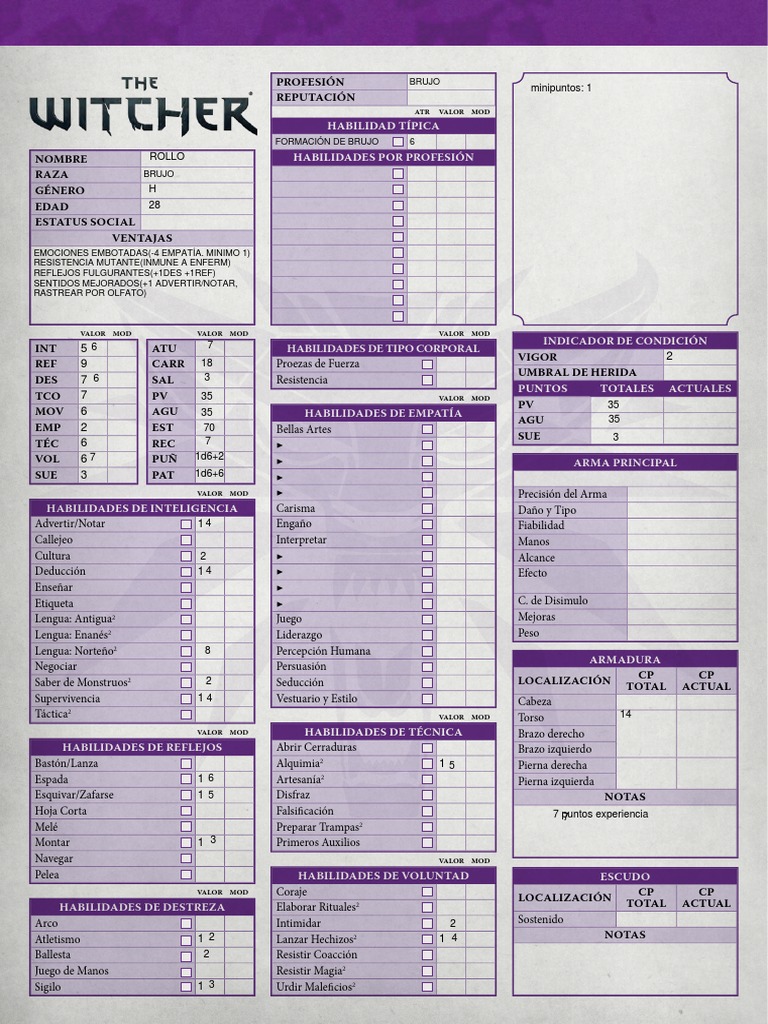 Ficha The Witcher 1 Editada | PDF