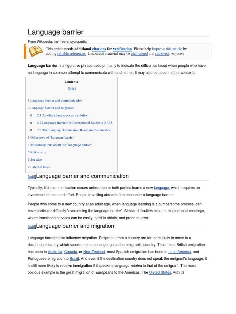 Language Barrier | PDF | Languages | Language Arts & Discipline