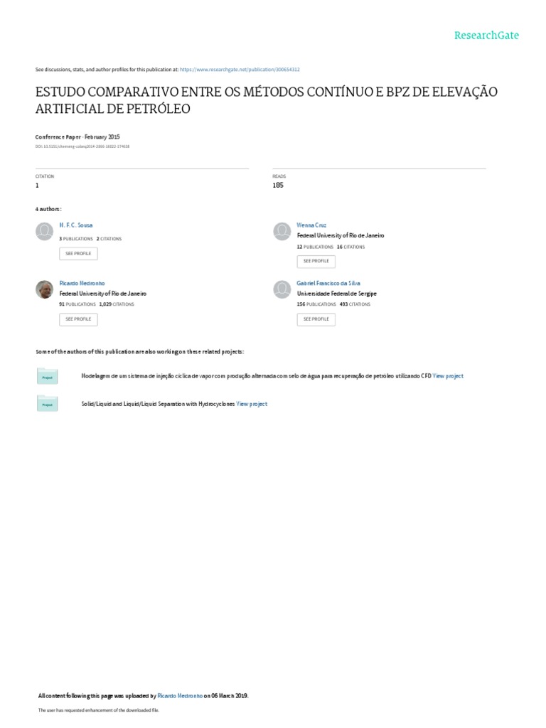 Estudo Comparativo Entre Os Métodos Contínuo E BPZ de Elevação ...