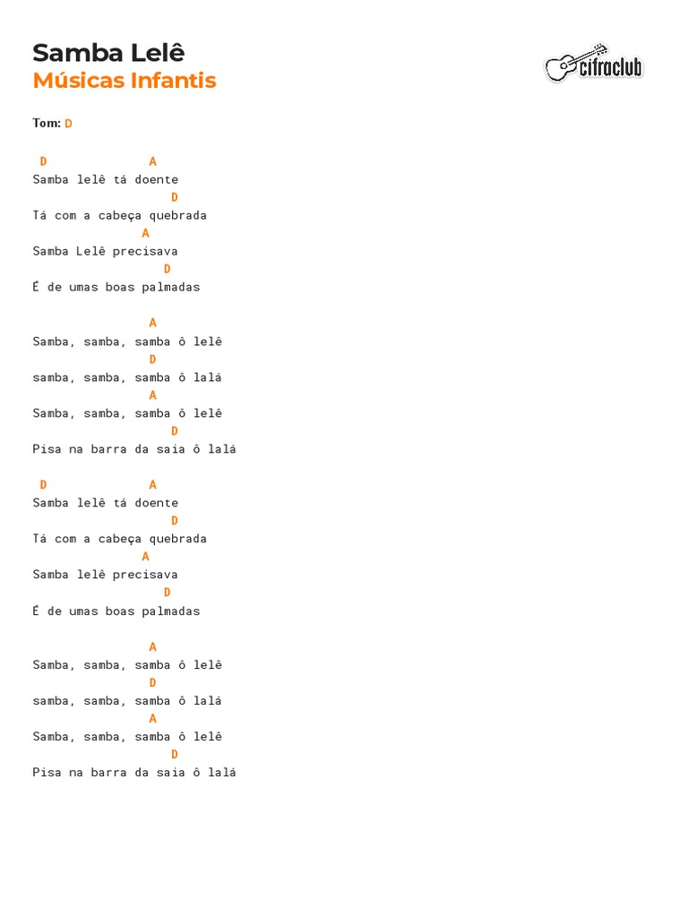Cifra Club - Músicas Infantis - Samba Lelê | PDF