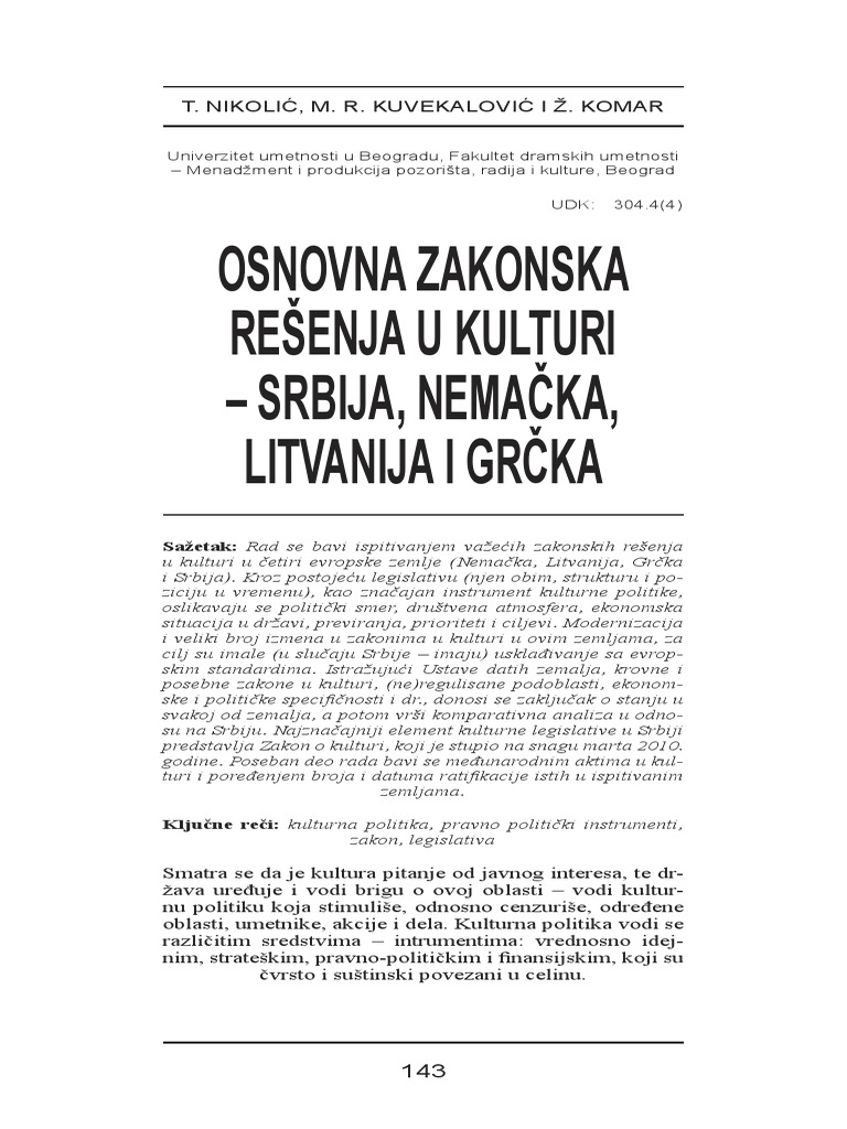 Zakon o Kulturi | PDF
