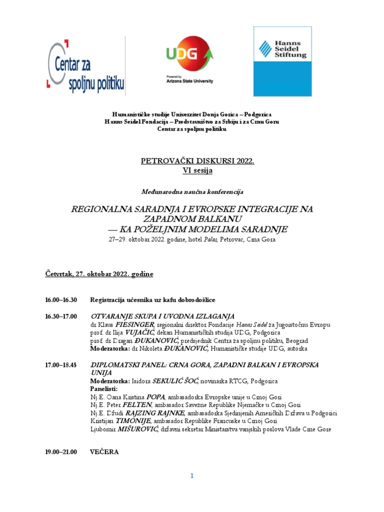 Finalna Agenda Petrovacki Diskursi 2022 19102022 | PDF