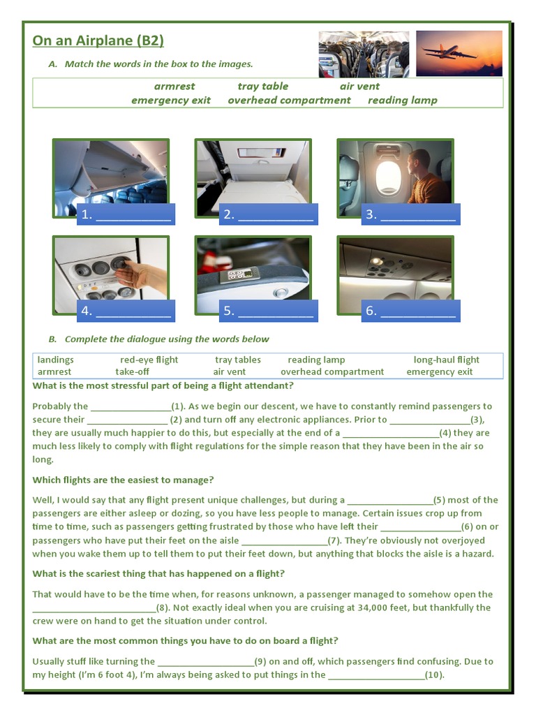 On An Airplane B2 Intermediate Worksheet | Download Free PDF | Flight ...