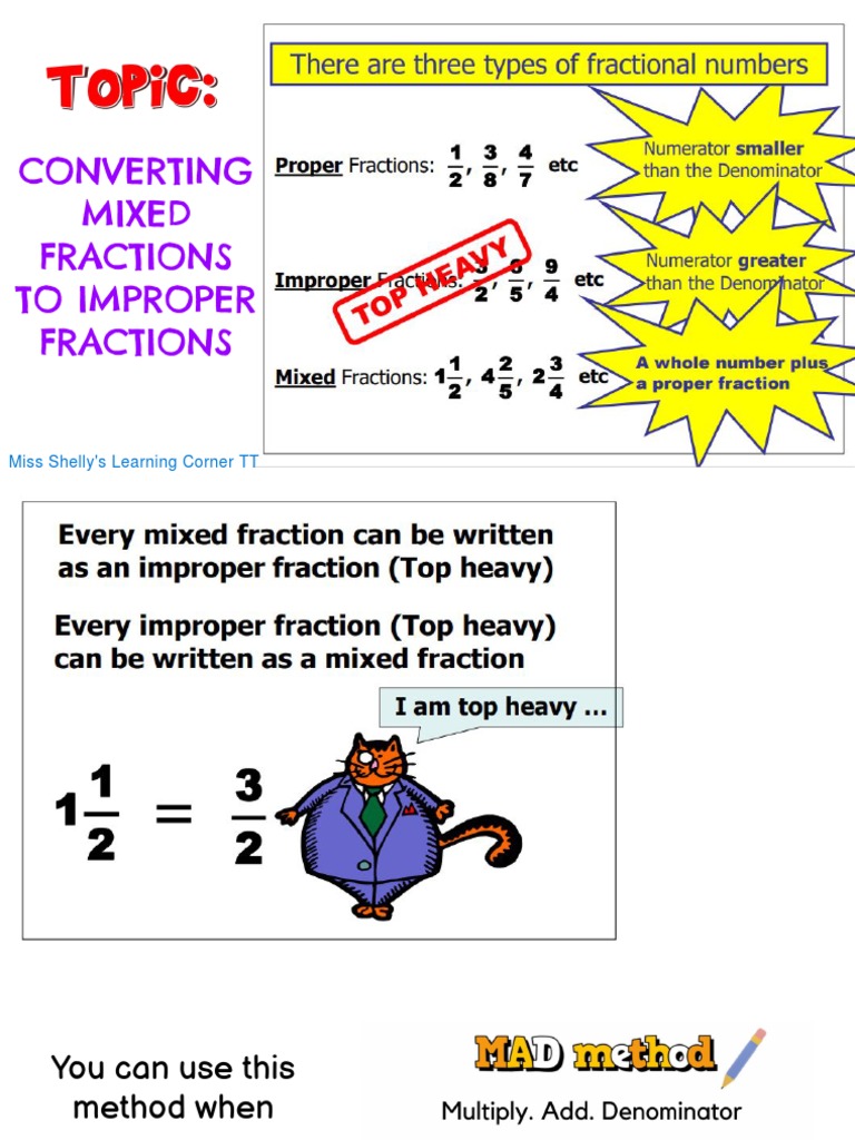 Worksheet-Converting Mixed Numbers To Improper Fractions | PDF