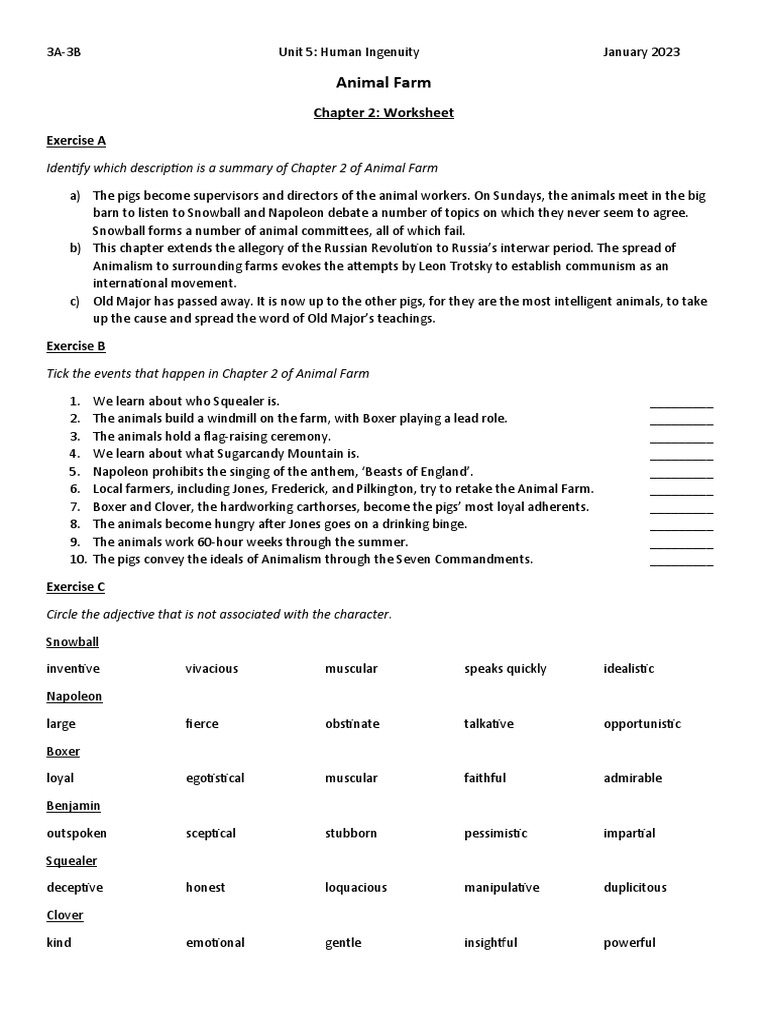 Animal Farm C2 Worksheet | PDF